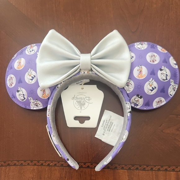 Disney | Accessories | Disney Purple Minnie Mouse Ears With Silver Bow ...